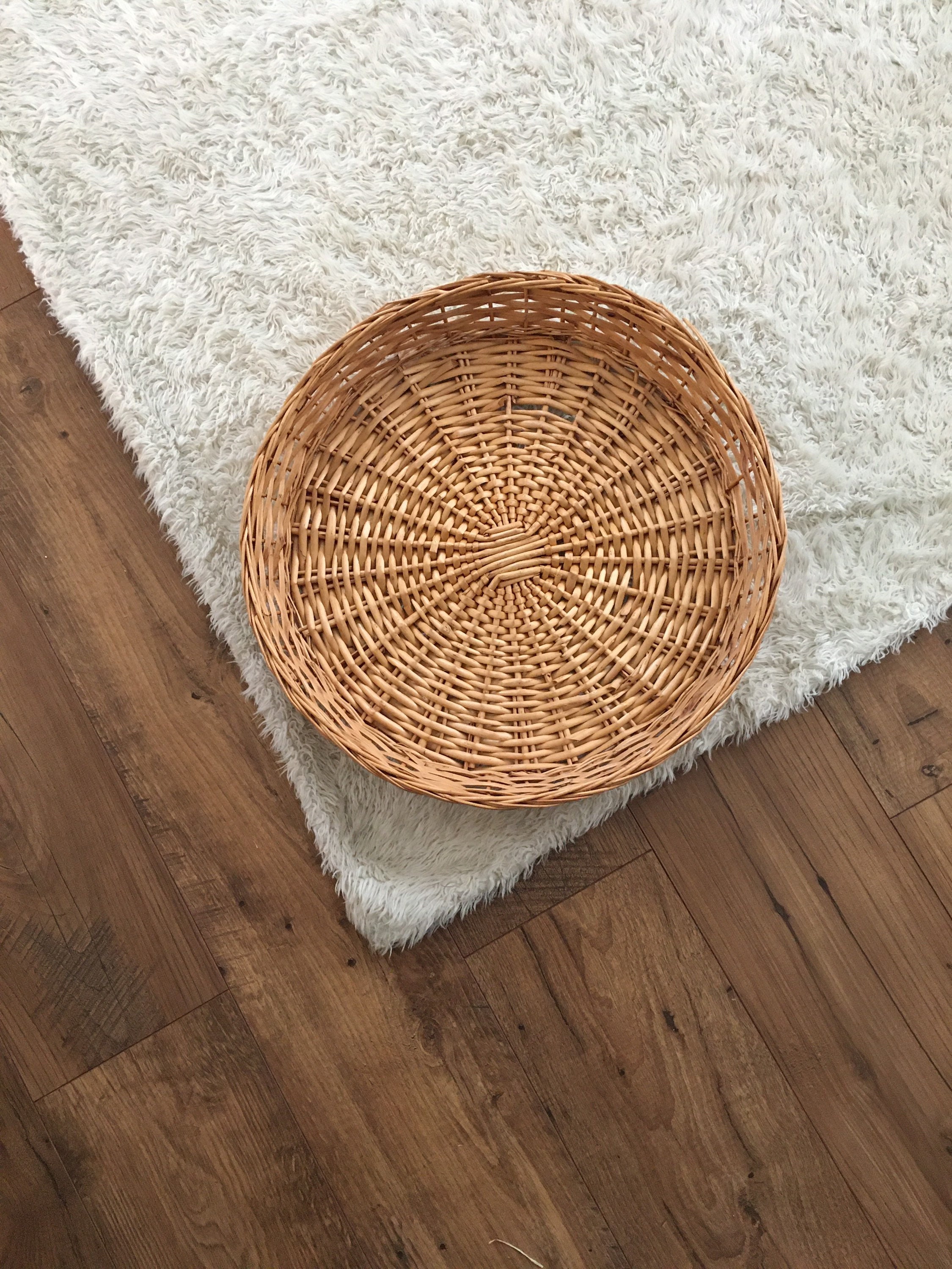 Large Flat Circular Basket Wall Basket Round Flat Basket - Etsy