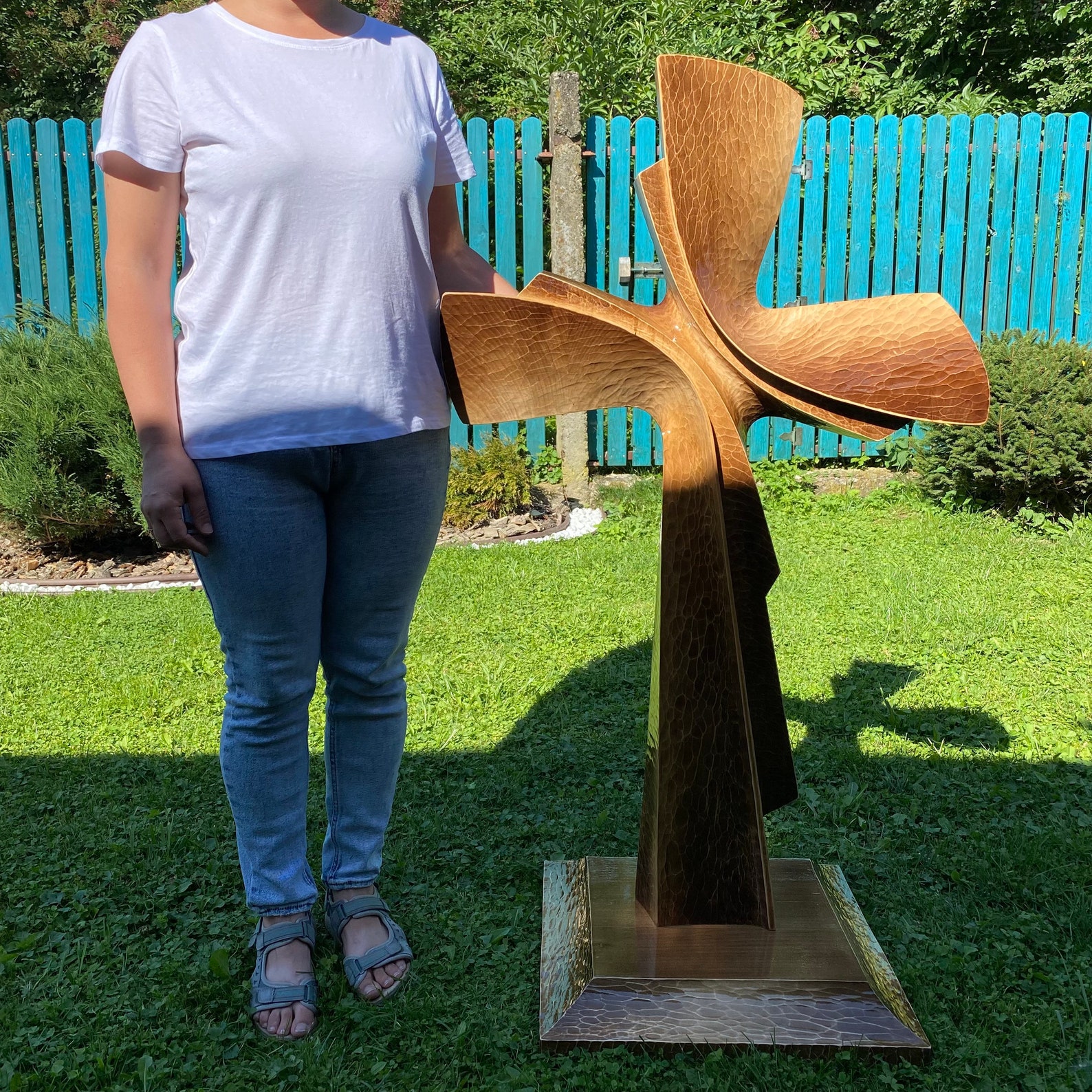 Extra Large Wooden Standing Cross for Garden, Carved Cross With Stand ...