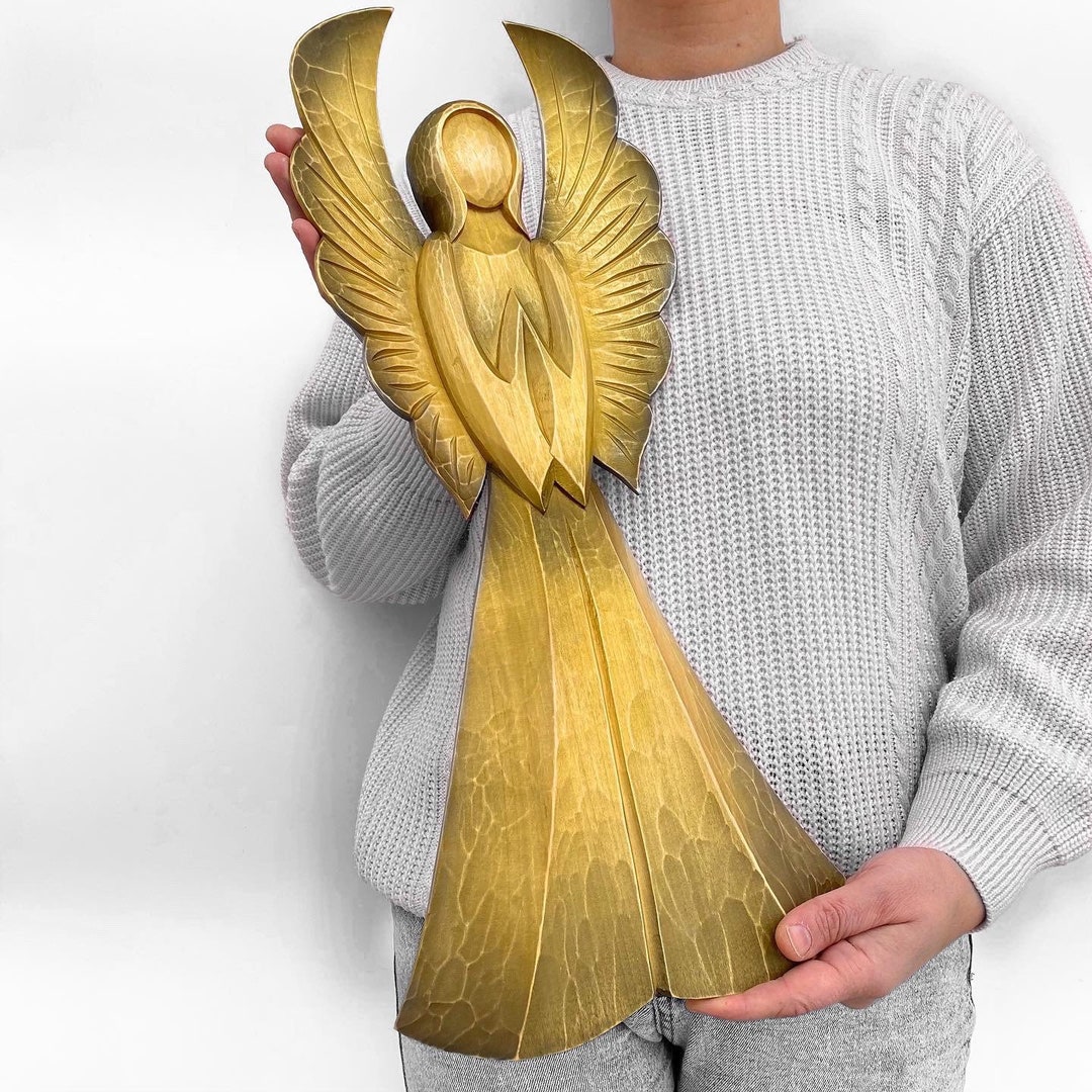 Wooden Wall Angel, Angel Hanging, Carved Angel, Rustic Angel, Angel ...