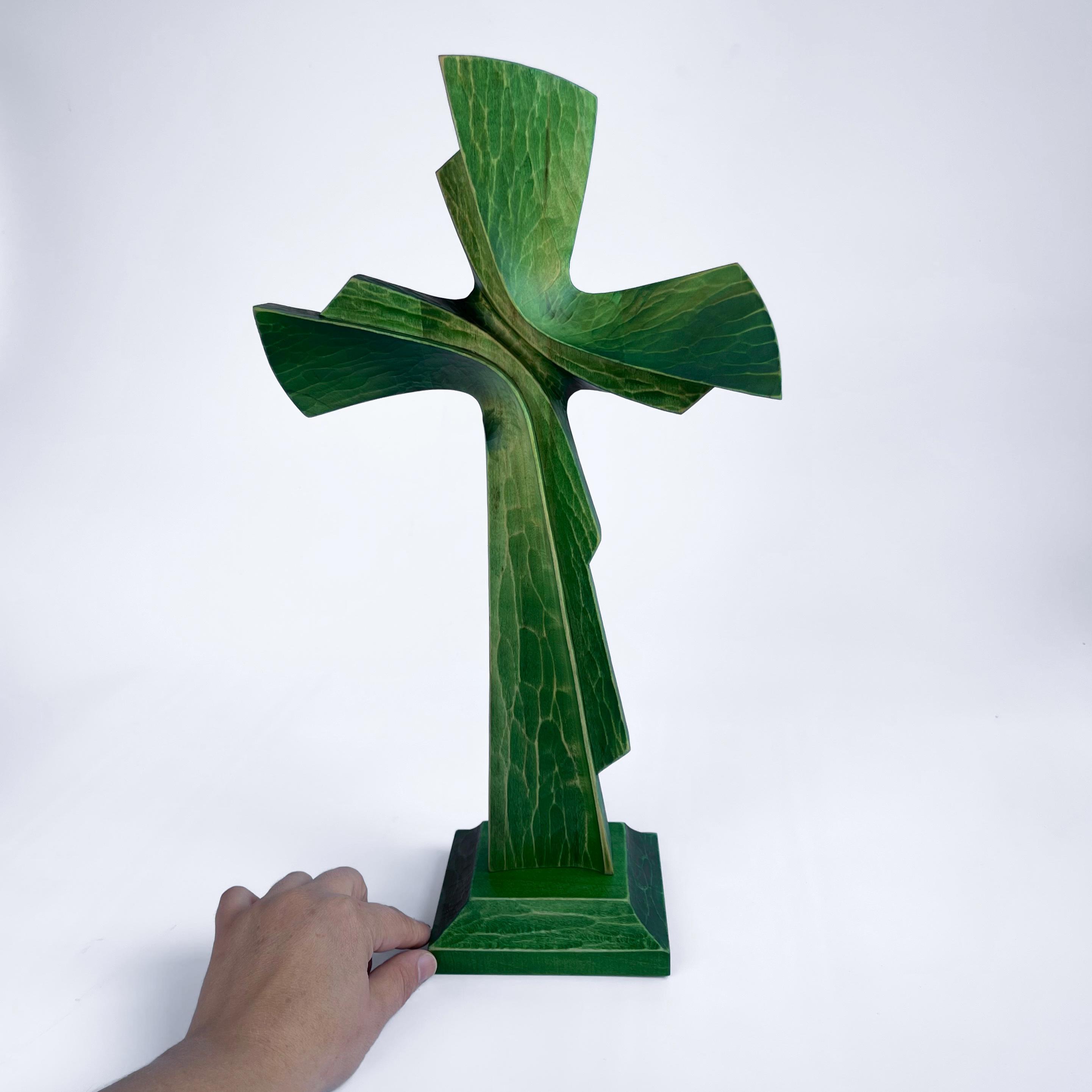 Wood Standing Cross Large, Rustic Religious Carved Unique Crucifix for ...