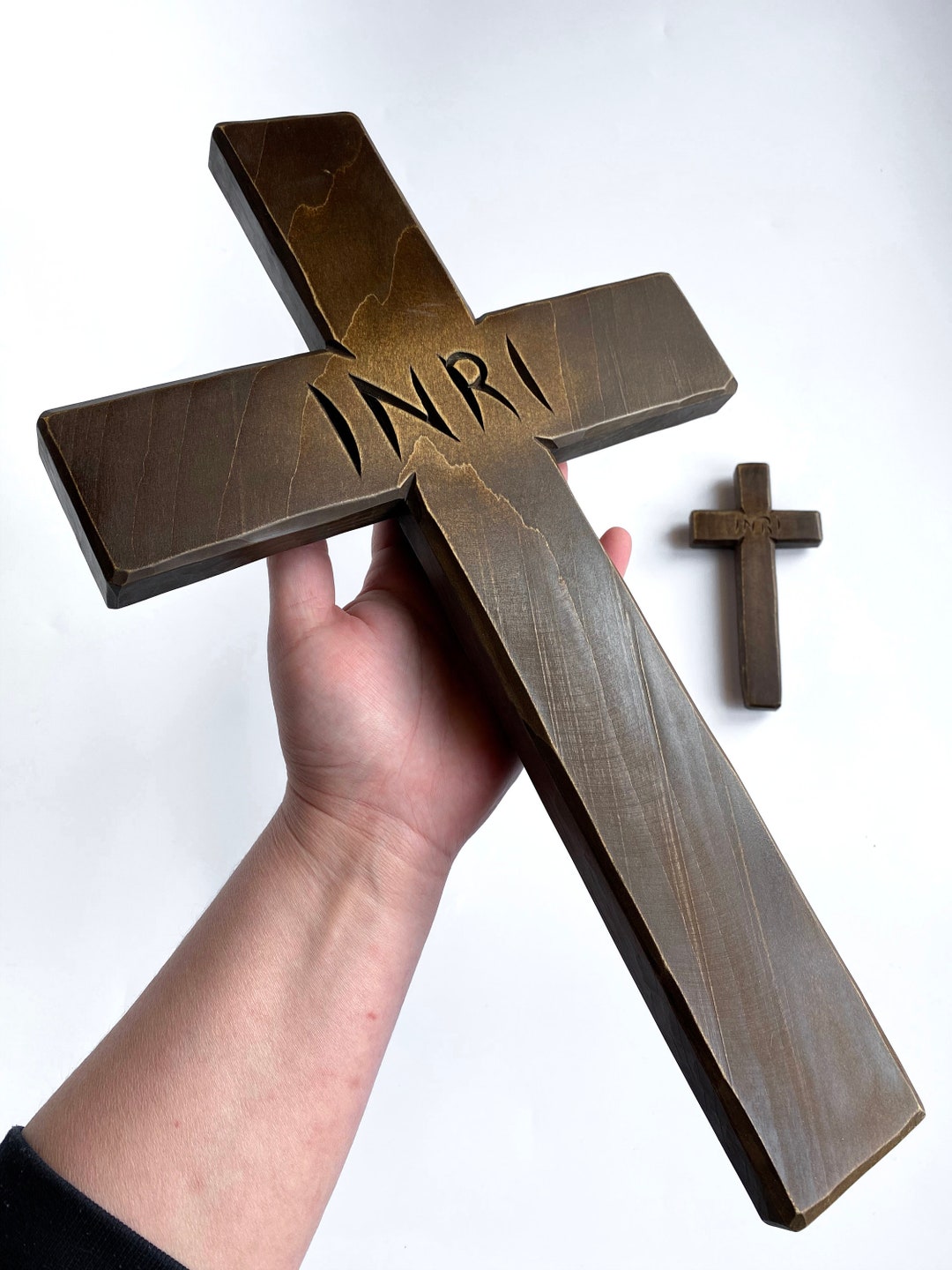 Small and Large Crosses Wall Decor, Wood Simple Cross, Orthodox INRI ...