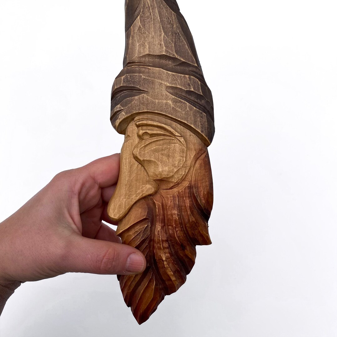Wooden Tree Spirit Face Carving Sculpture, Figure Fantasy Wall Art ...