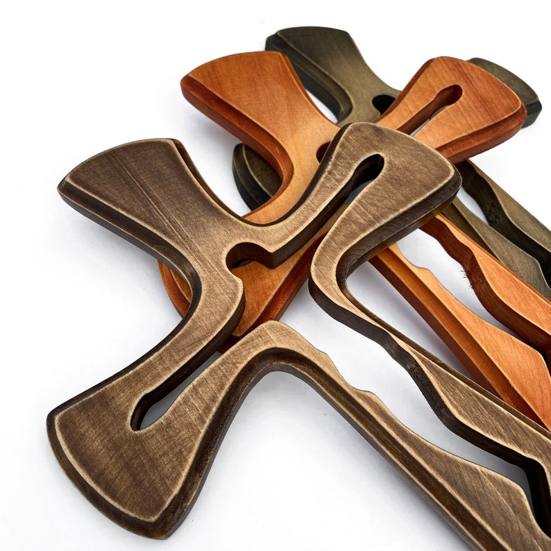 Cruz de madera tallada, crucifijo colgante de pared, decoración ...
