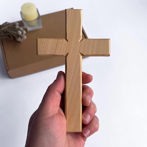 Wooden Simple Cross Wall Decor, Small Crucifix Hanging, Rustic Catholic ...