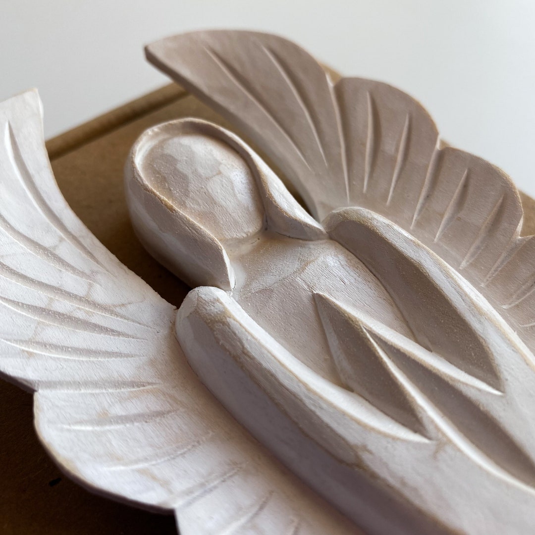 White Wooden Wall Angel, Decorative Angel Hanging, Rustic Angel, Angel Wall Art, Large Wood ...