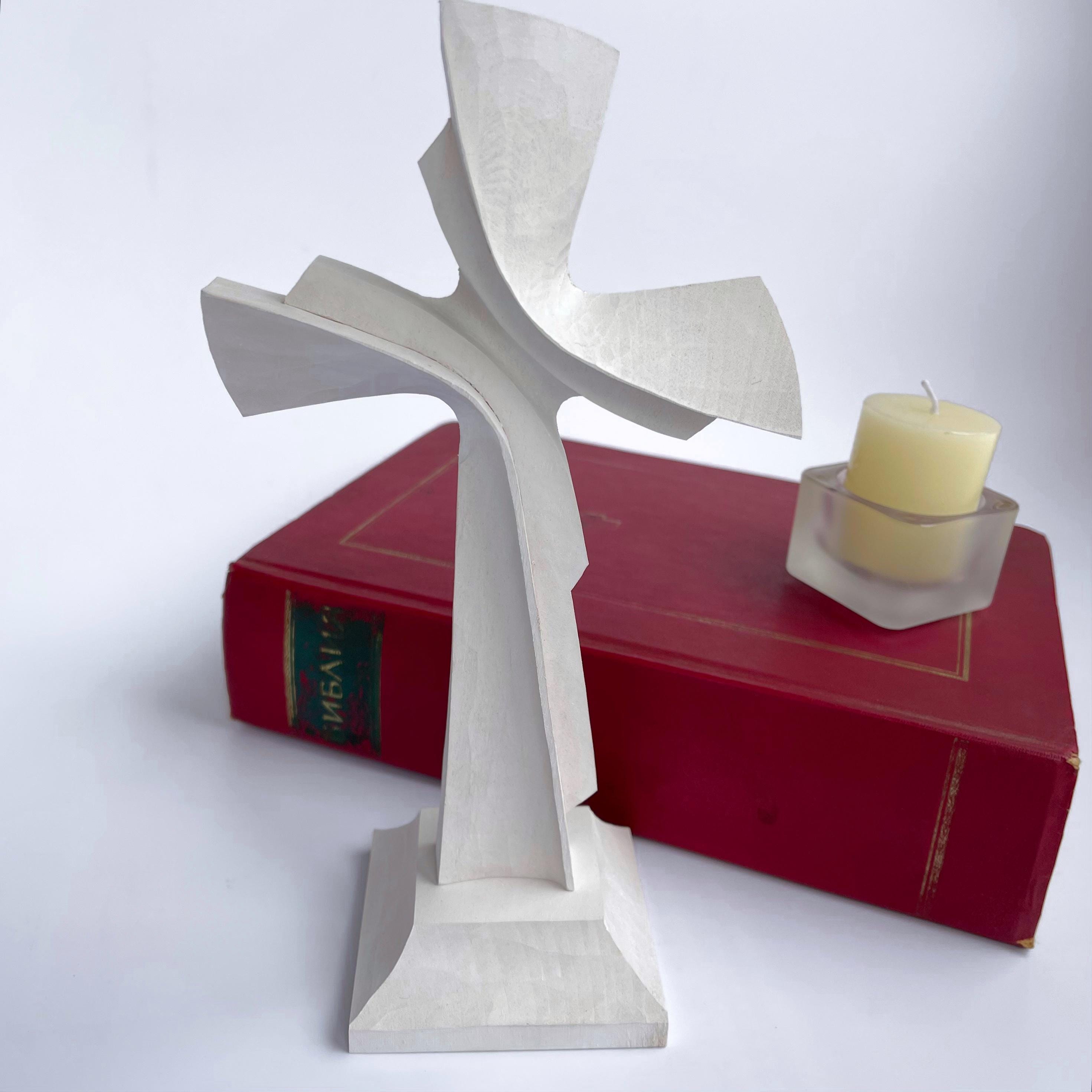 Rustic Wooden Cross Tabletop, Carved Wooden Cross, Free Standing Cross ...