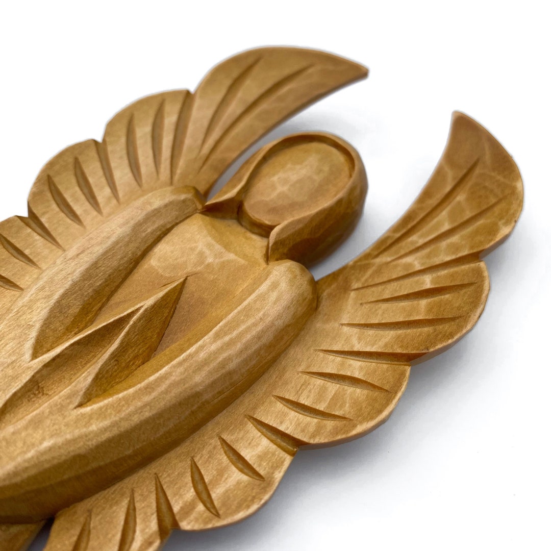 Wooden Angel, Angel Wood Carving, Farmhouse Angel, Wood Angel Wall ...