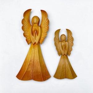 Wooden Angel, Angel Wood Carving, Farmhouse Angel, Wood Angel Wall ...