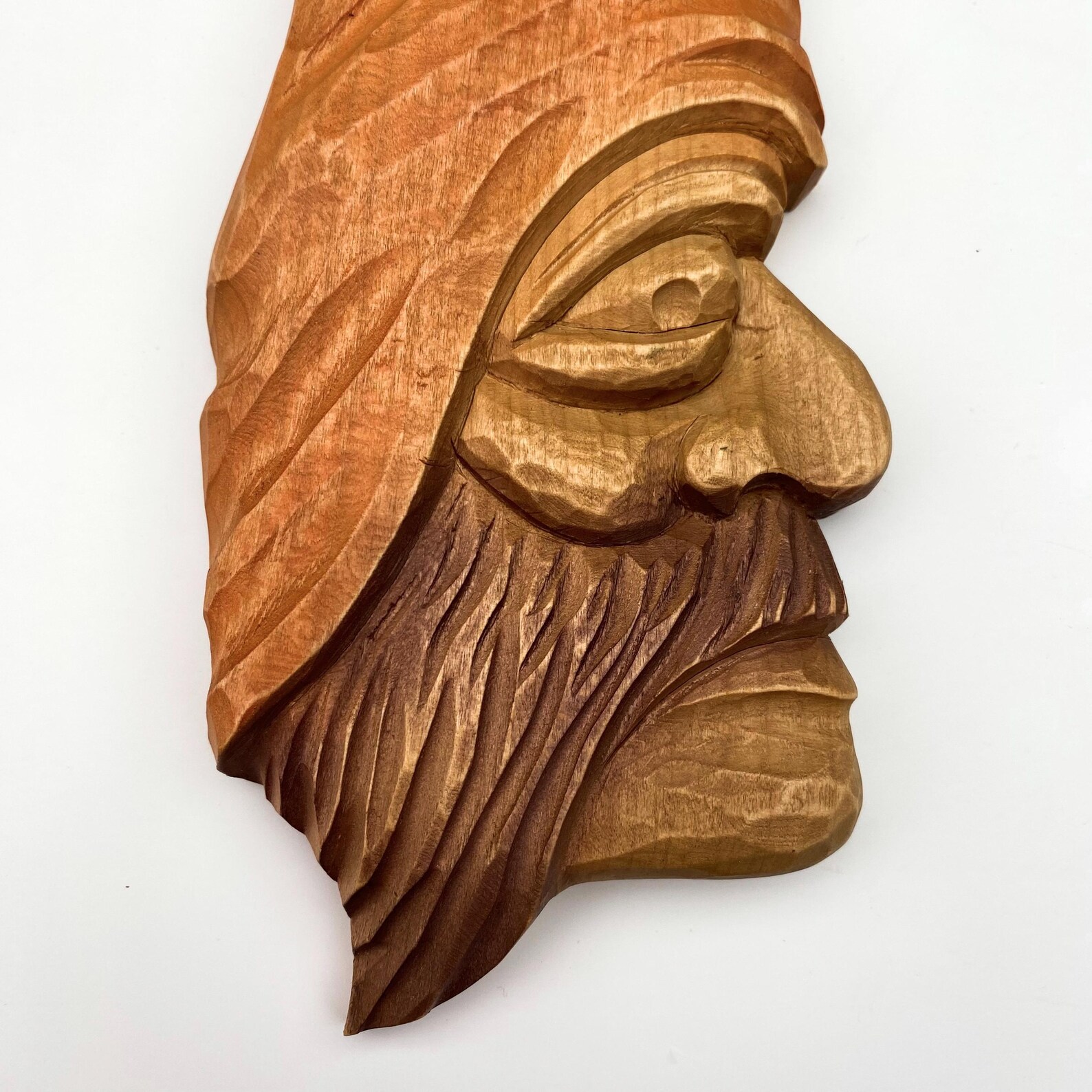 Wood Tree Spirit Face, Carving Sculpture, Fantasy Figurine, Carved Head ...