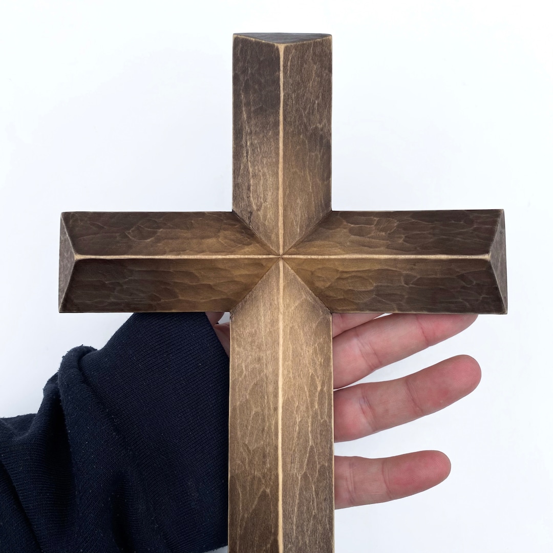 Wooden Carved Cross for Home, Crucifix Wall Art, Handmade Wood Cross ...