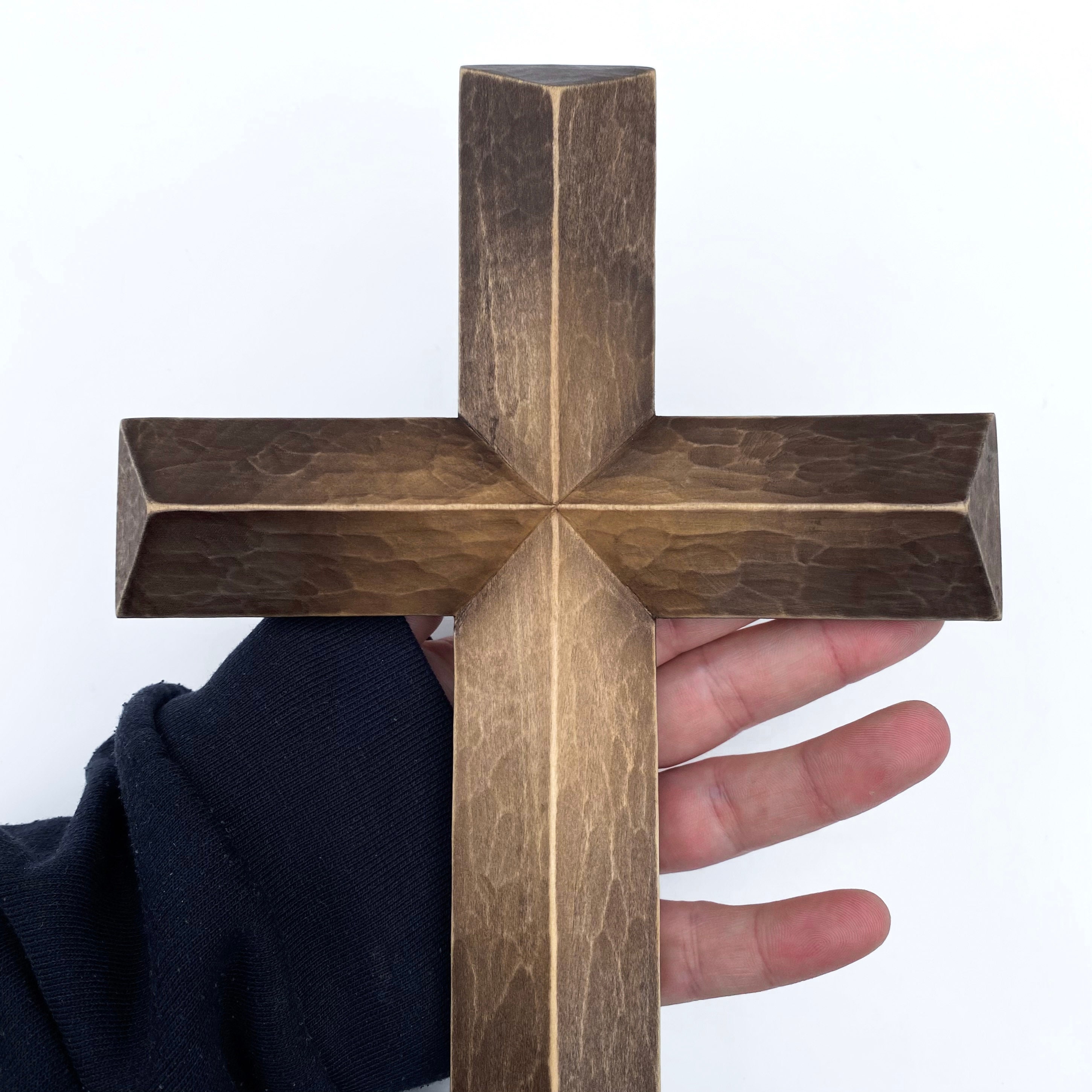 Wooden Simple Carved Cross for Home, Crucifix Wall Art, Handmade ...