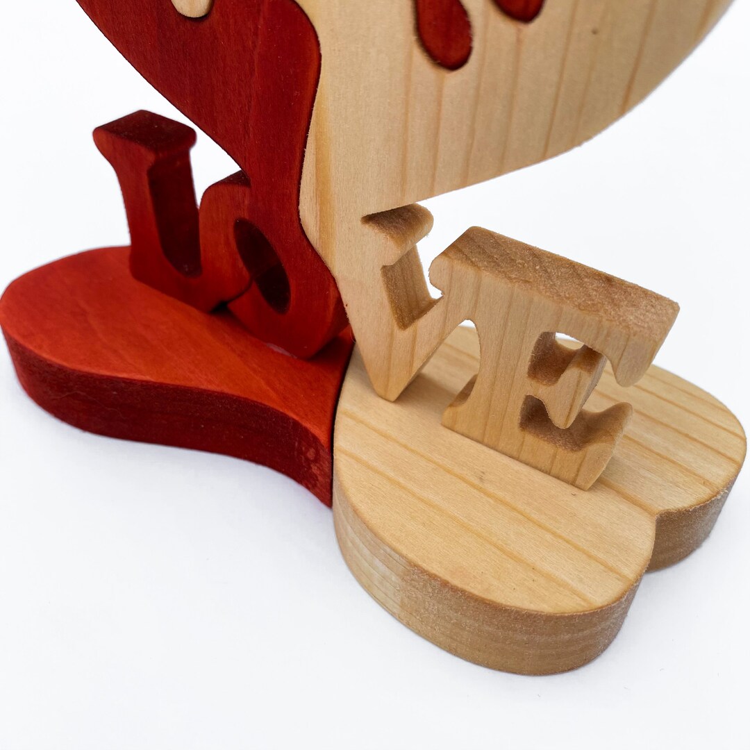 Wooden Love Sign, Love Stand for Table, Large Wooden 3d Heart ...