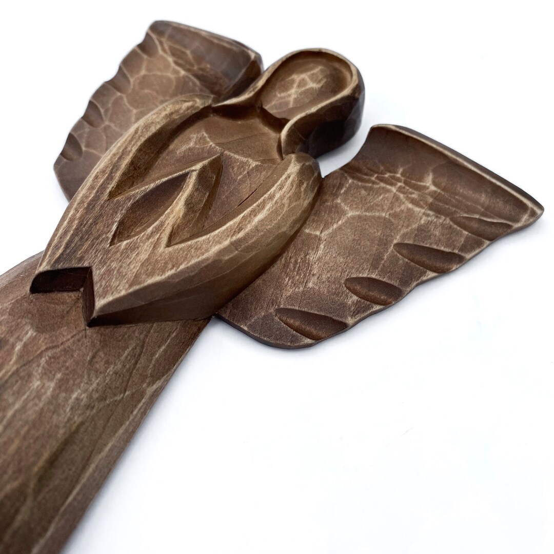 Wooden Small Wall Angel, Rustic Angel, Angel Hanging, Carved Praying ...