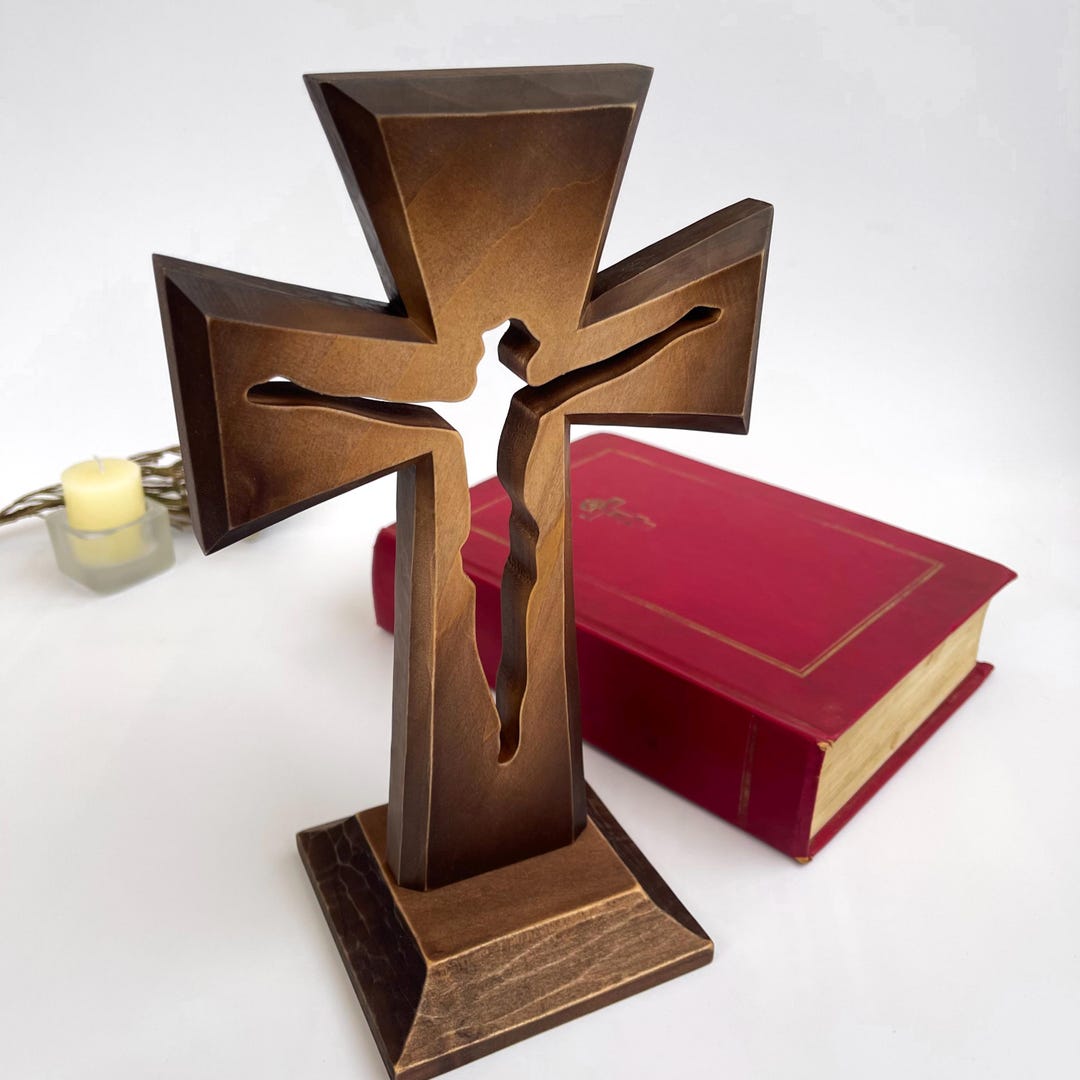 Wooden Carved Standing Cross, Orthodox Hand-made Cross, Decorative ...