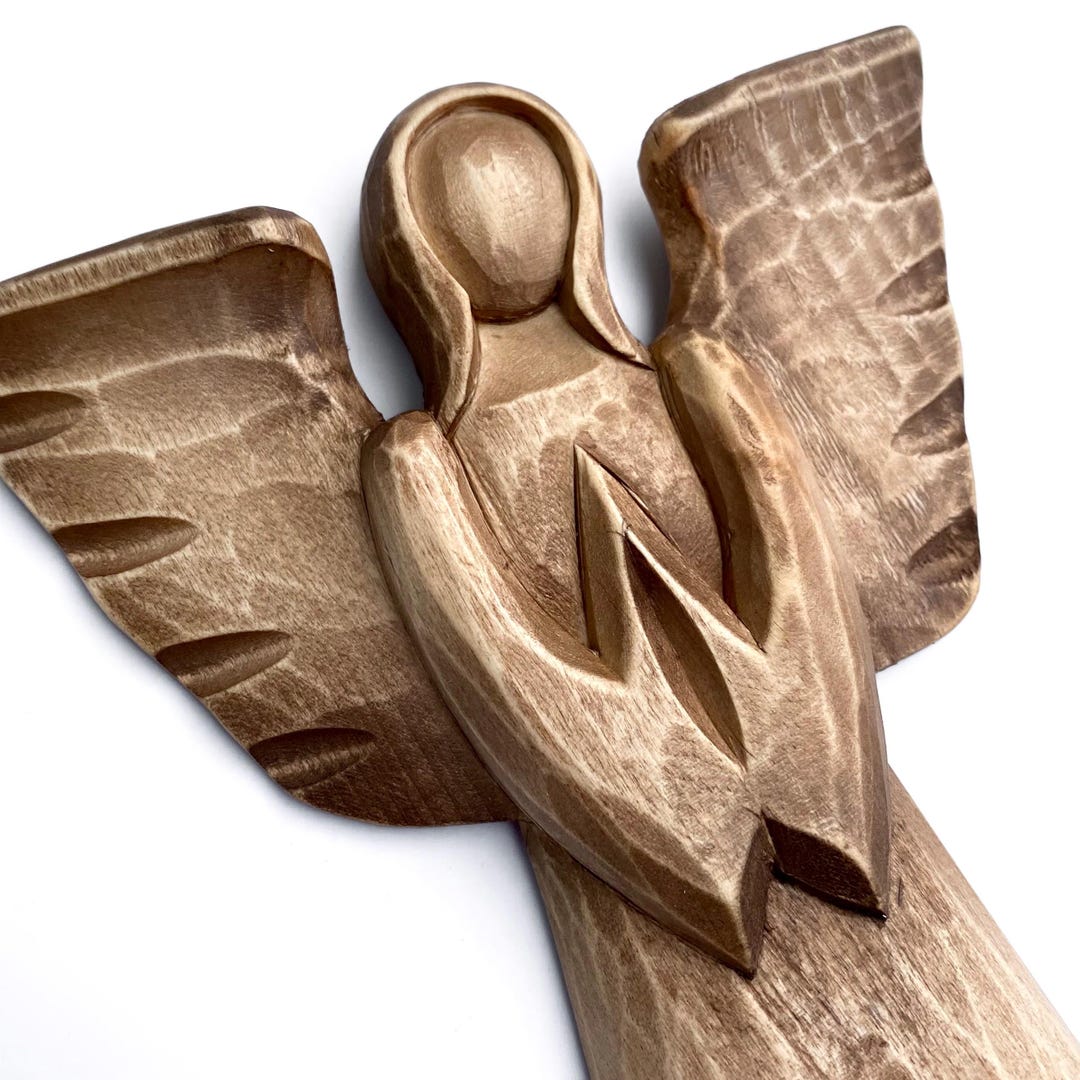 Small Carved Wall Angel, Rustic Angel Art, Angel Hanging, Praying Angel ...