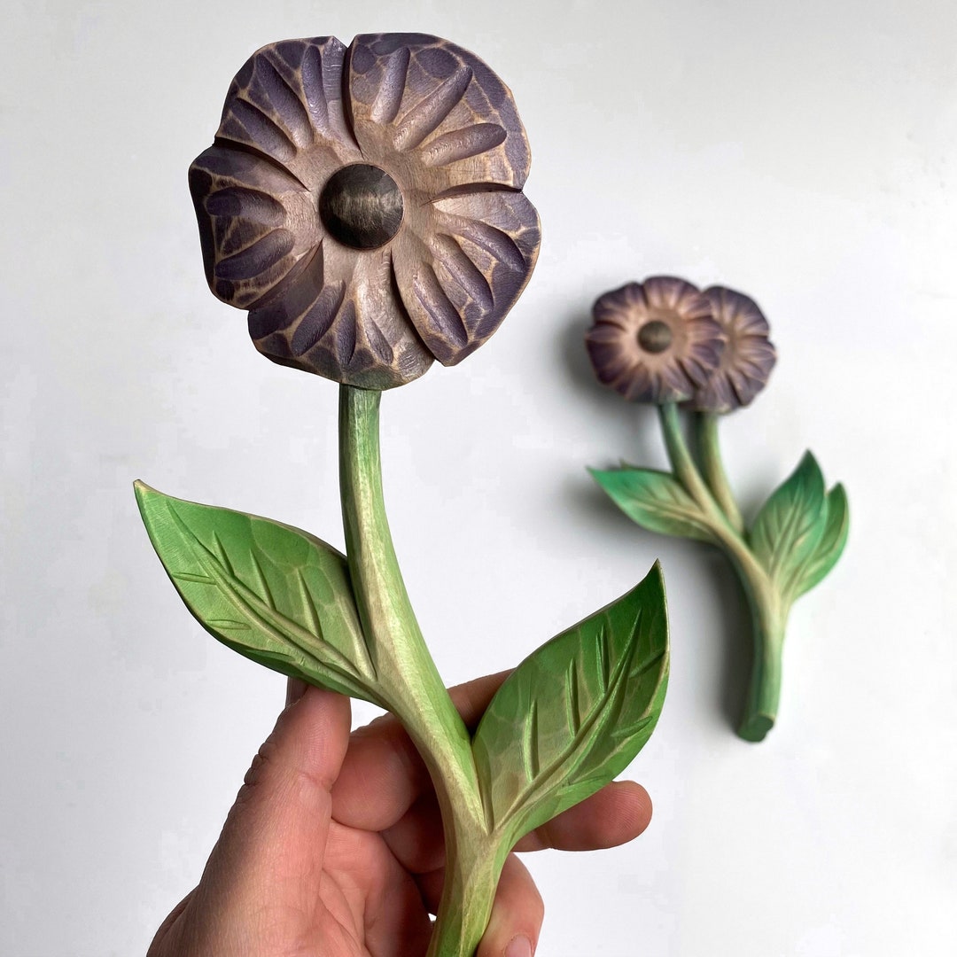 Large Wall Flowers, Wooden Carved Flower, Wooden Daisy, Wood Hanging ...