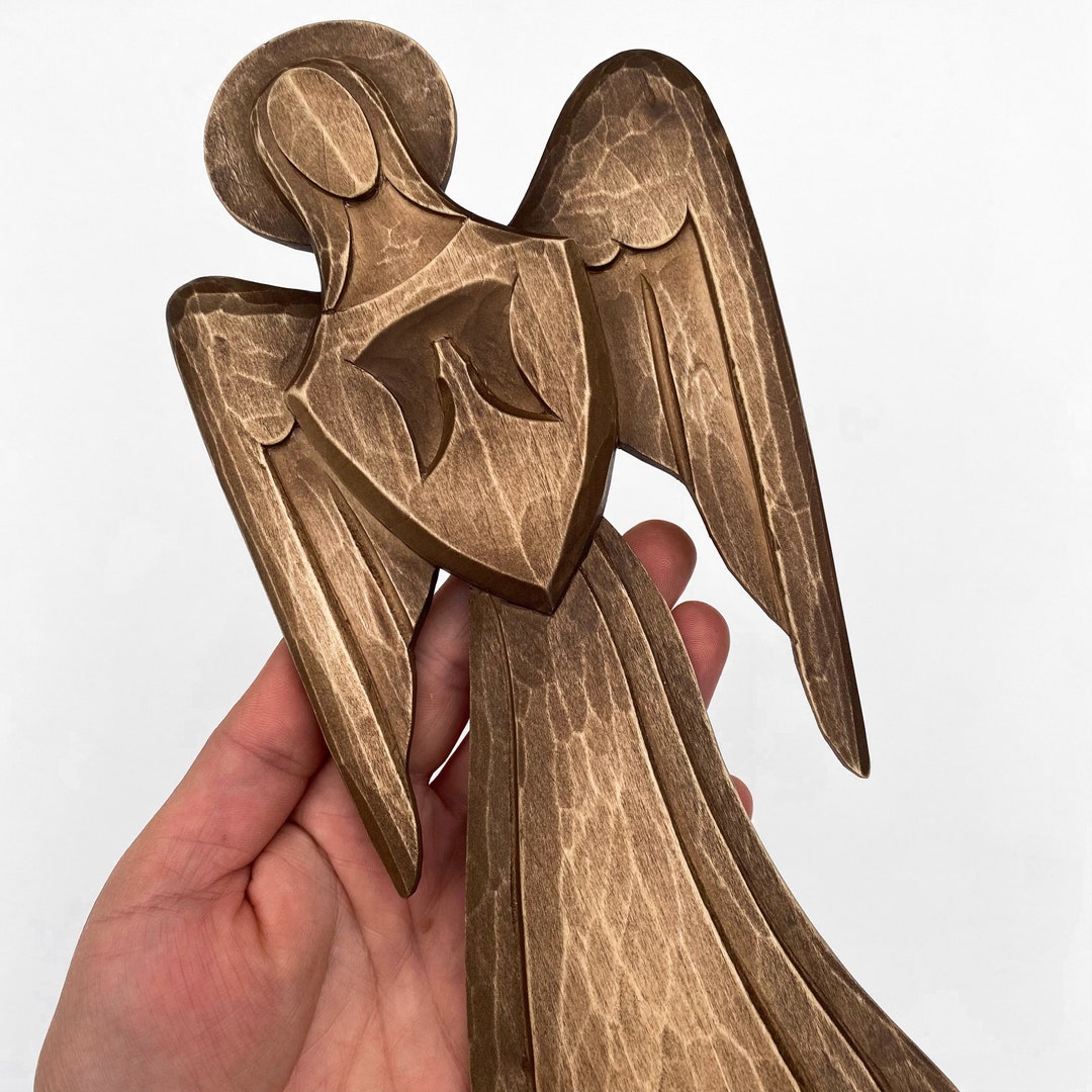 Wooden Angel Decorative, Wood Angel Hanging, Carved Angel, Rustic Angel ...