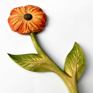 Wooden Colourful Daisy, Large Carved Flowers, Wood Flowers With Stem ...