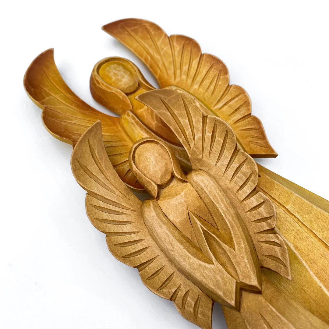 Wooden Angel, Angel Wood Carving, Farmhouse Angel, Wood Angel Wall ...