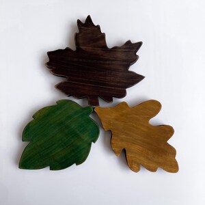 Wooden Large Leaves Rustic Fall Thanksgiving Decorations, Painted Set ...