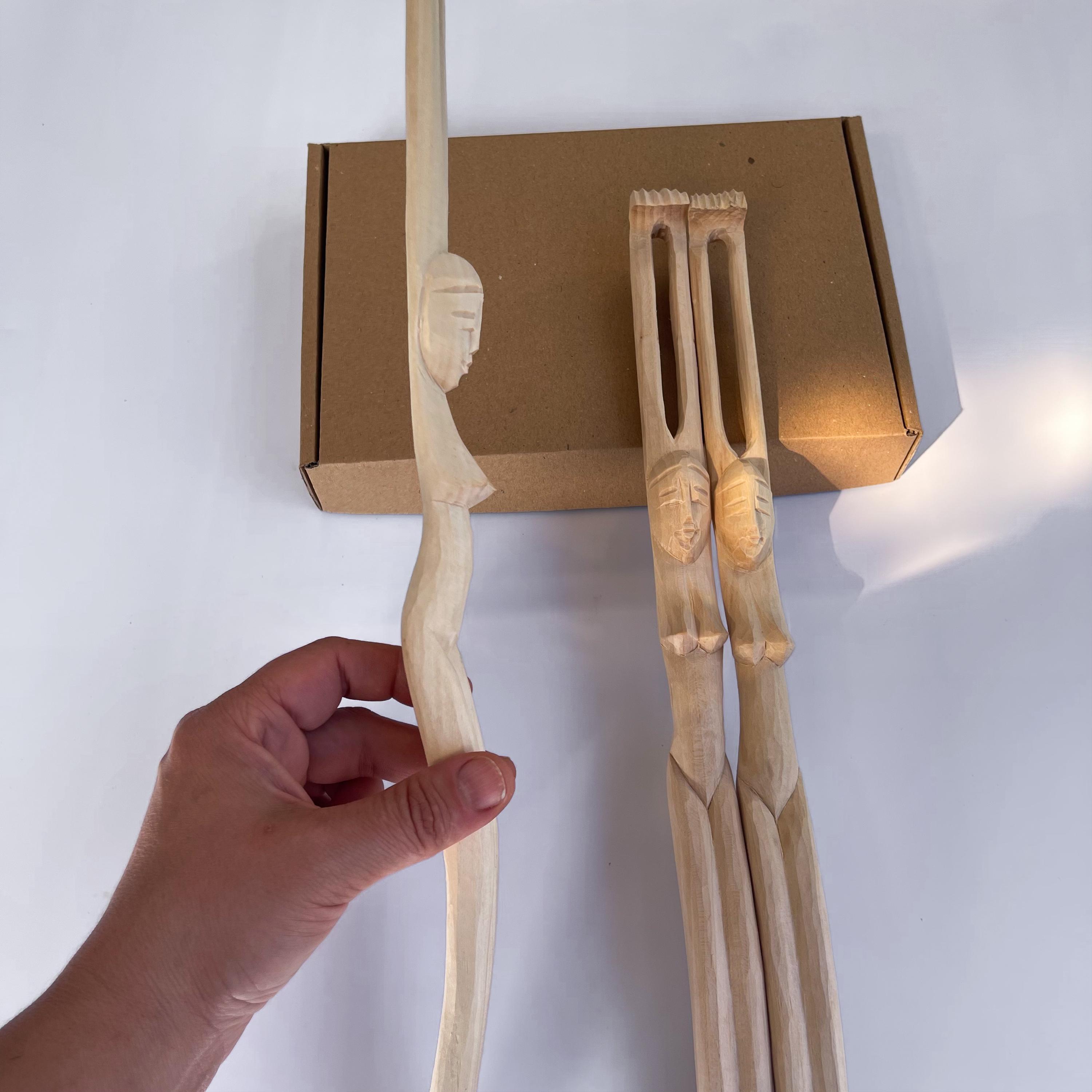 Wooden Carved Back Scratcher Shaped Woman, Long Unique Solid Wood ...