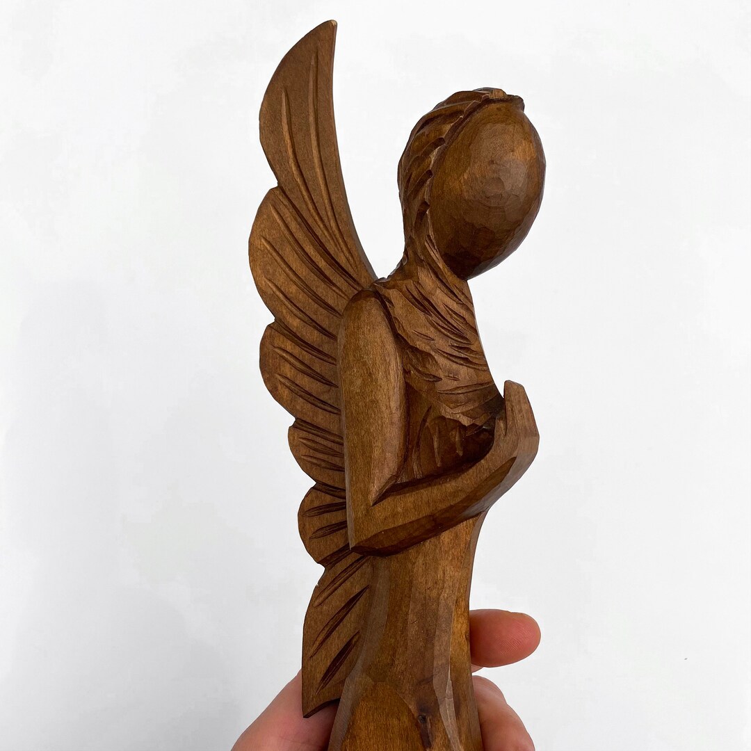 Large Wooden Wall Art Angel, Carved Angel, Angel Hand Painted ...