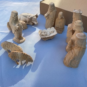 Carved Nativity, Wooden Nativity Set, Wood Figurine Set, Nativity ...