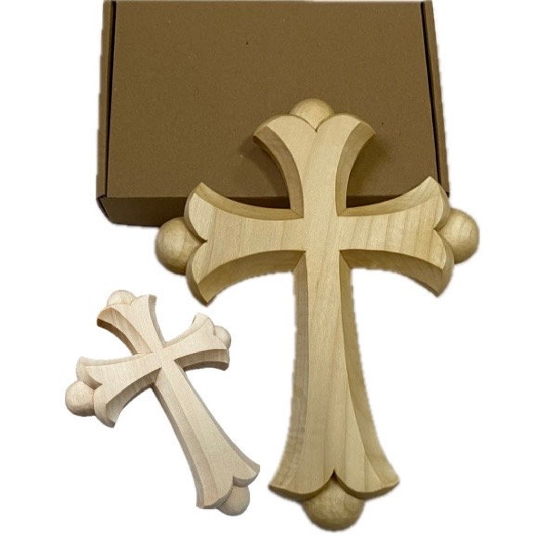 Wooden Cross Wall, Unfinished Cross, Carved Wood Cross, Rustic Cross ...