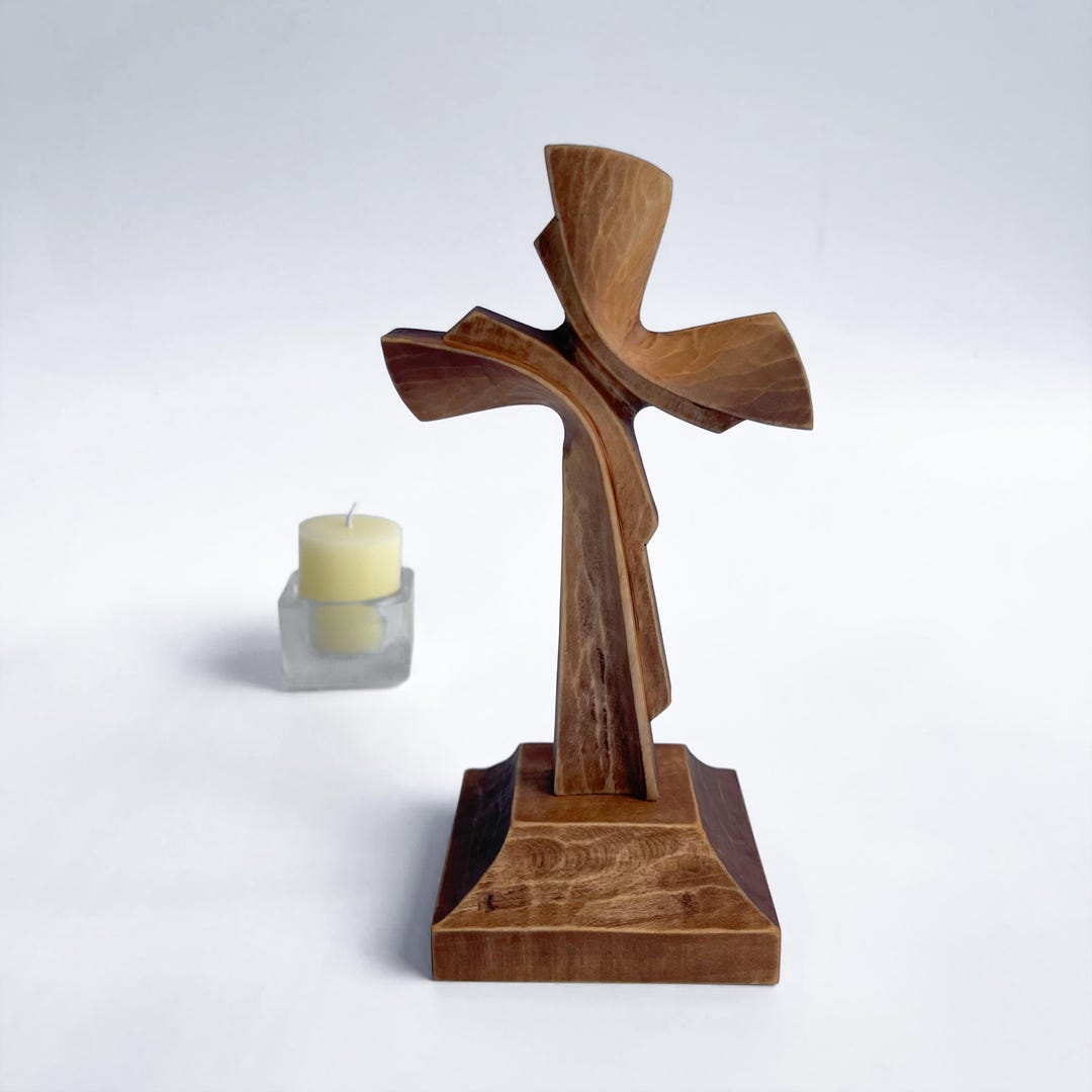 Standing Wood Cross, Carved Wooden Cross Small and Large, Wooden Unique ...