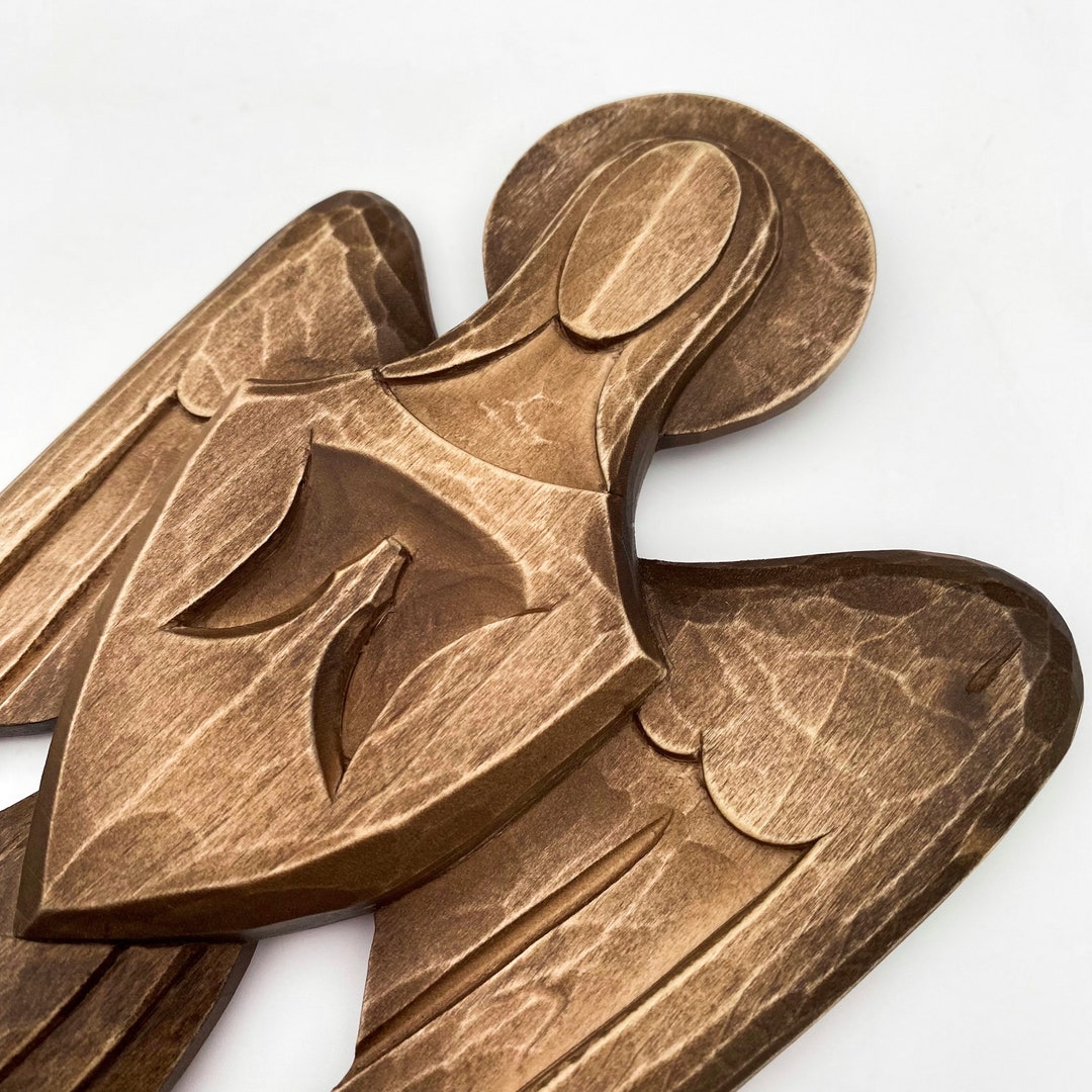Wooden Wall Angel, Angel Decorative, Wood Angel Wall Art, Carved Angel ...