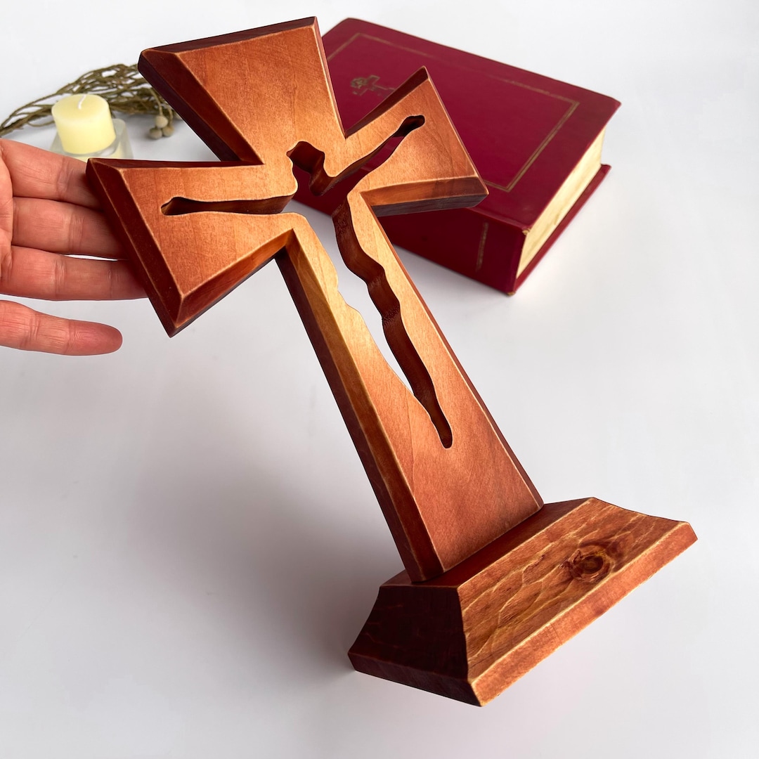 Wooden Crosses Large, Carved Standing Cross, Christian Resurrection ...