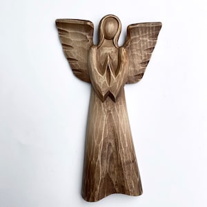 Wood Wall Angel, Carved Angel, Farmhouse Angel, Wood Angel Wall Decor ...