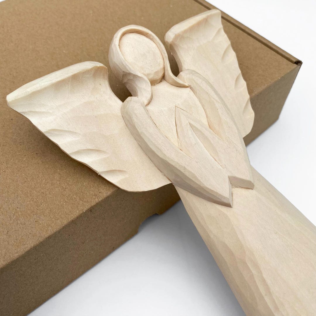 Small Hanging Wooden Angel, Rustic Angel, Hand Carved Figurine, Angel ...