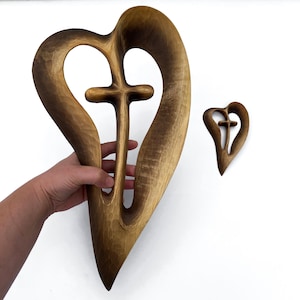 Heart Wood Cross, Wood Cross Wall Art, Large Wall Cross, Modern ...