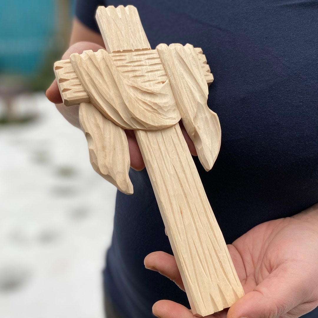 Wooden Easter Cross, Hanging Wall Crosses, Carved Wood Cross, Crucifix ...