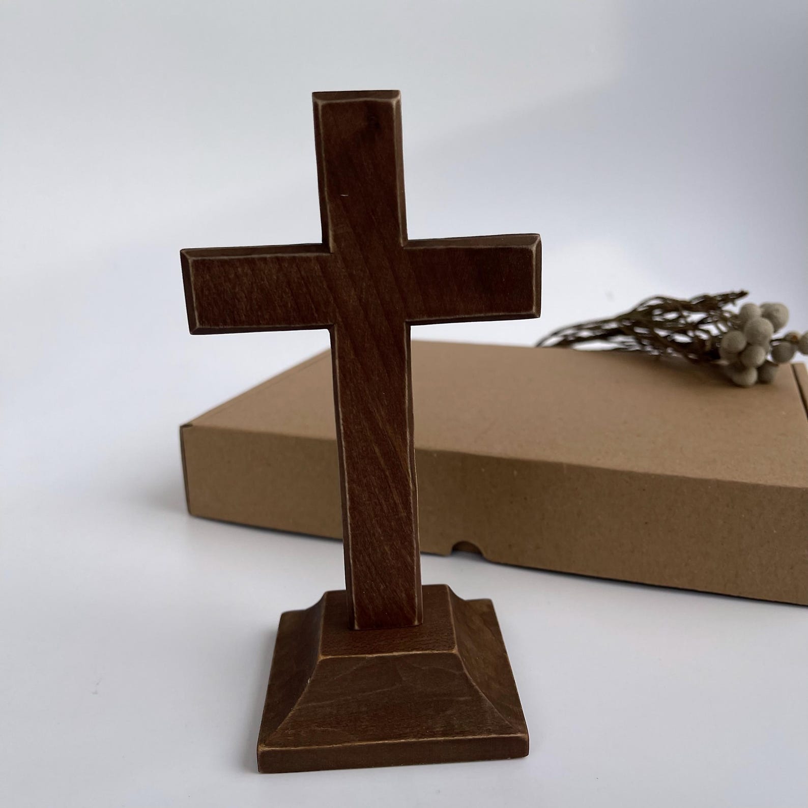 Freestanding Tabletop Wooden Crosses, Desktop Christian Small Altar ...