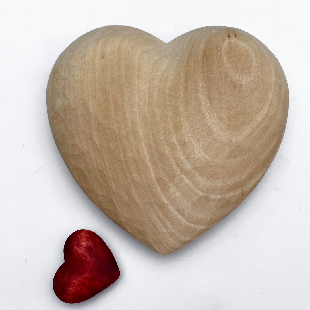 Large Wood Heart, Carved Heart, Red Wooden Heart, Wood Heart Large ...