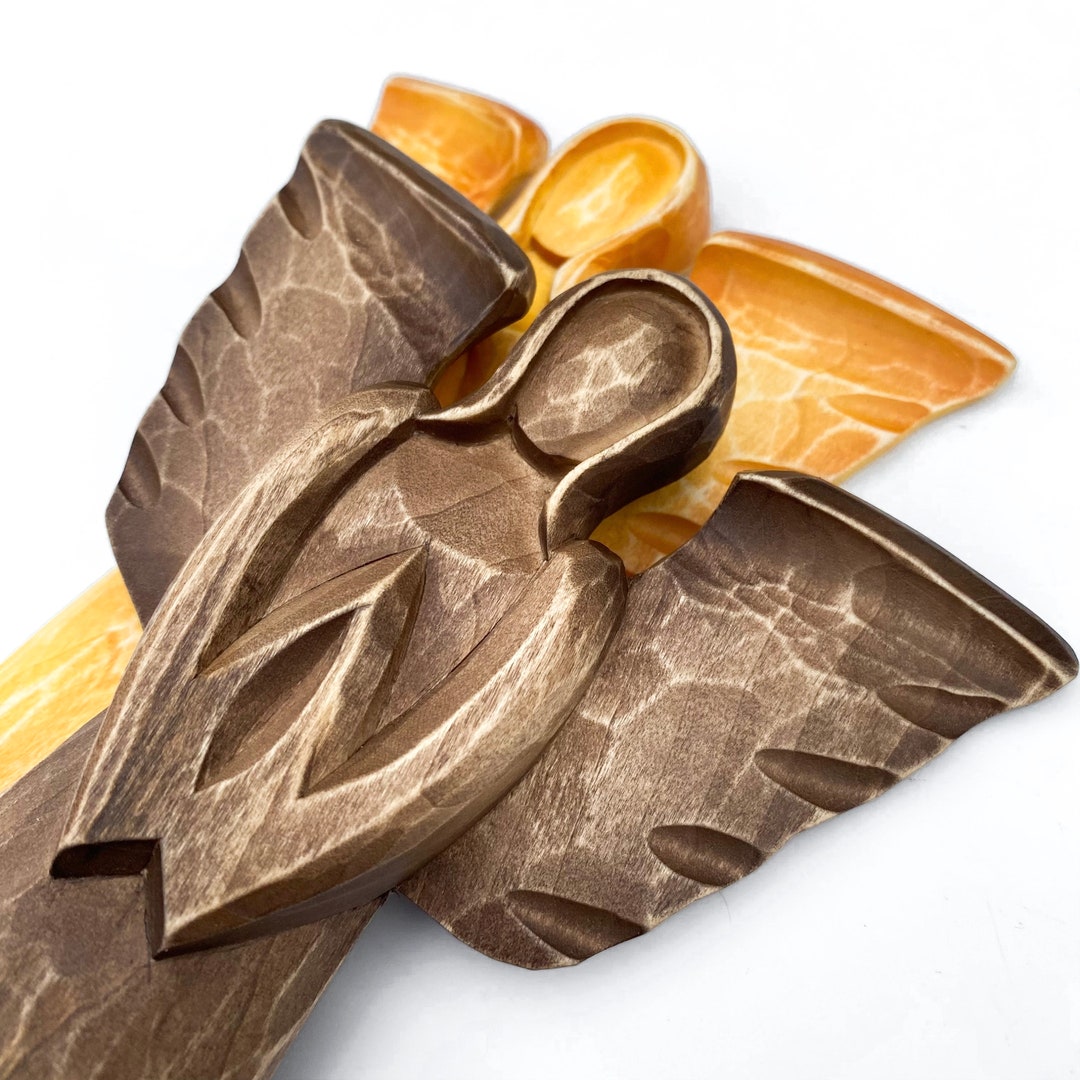 Wooden Wall Angel, Rustic Angel for Farmhouse, Small Angel Wall Hanging ...