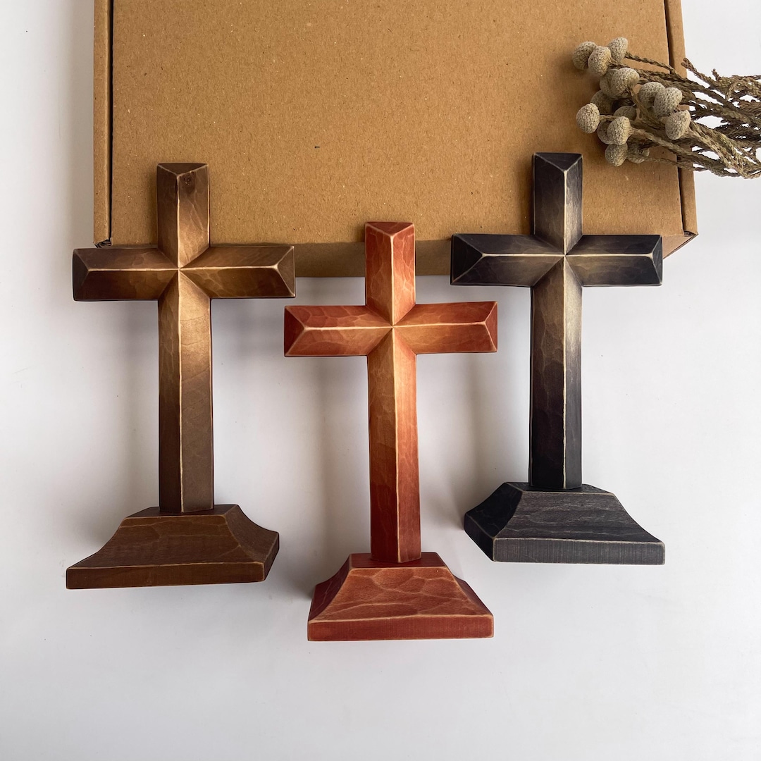 Wooden Cross Stand, Decor Tabletop, Rustic Religious Crosses for Altar ...