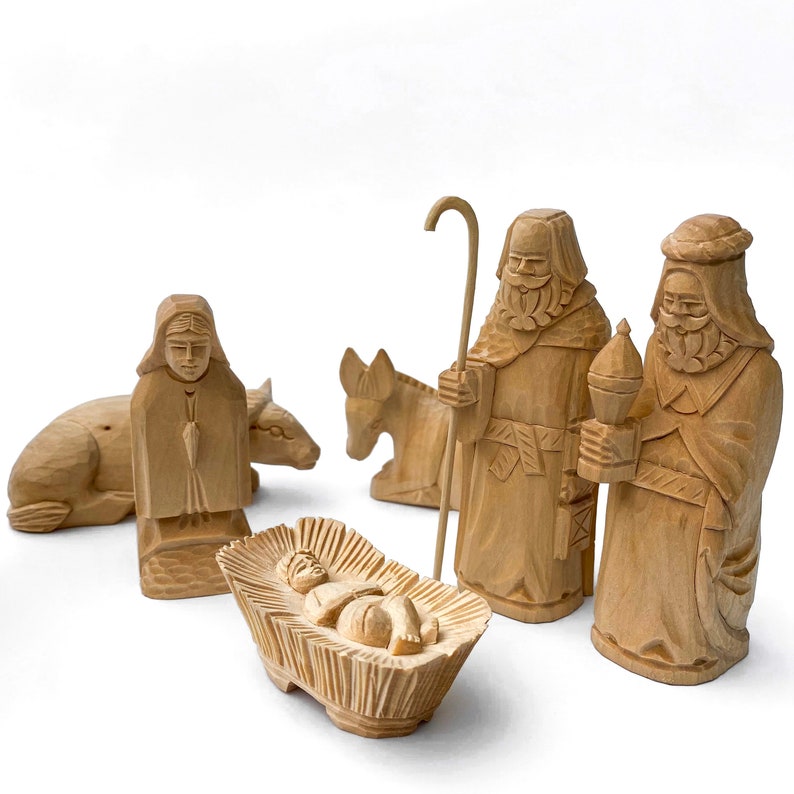 Wooden Nativity Set Nativity Figurines Birth of Jesus - Etsy