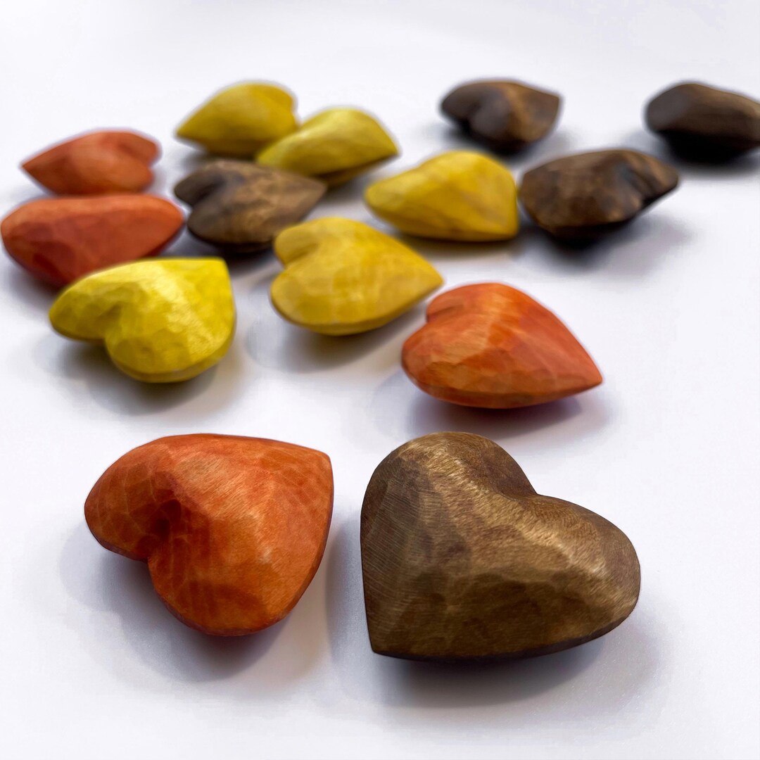 Wooden Assorted Hearts, Hand Carved Heart, Small Heart Fillers, Wood ...