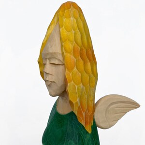 Wooden Angel, Hand Carved Wood Angel, Wood Angel Sculpture, Standing ...