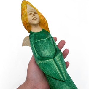 Wooden Angel, Hand Carved Wood Angel, Wood Angel Sculpture, Standing ...