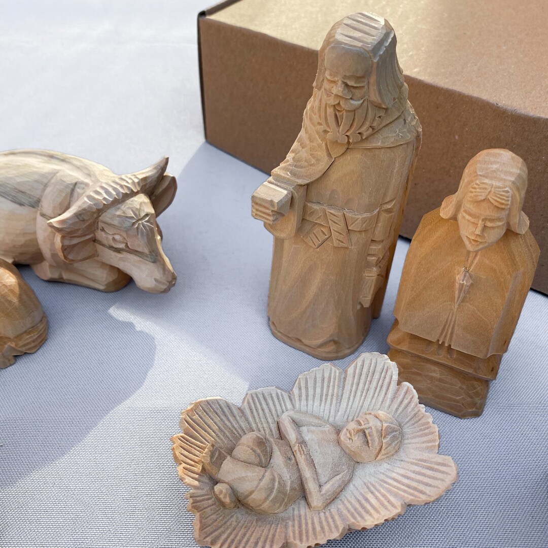 Wooden Nativity Set, Christmas Nativity Scene, Hand Carved Nativity ...