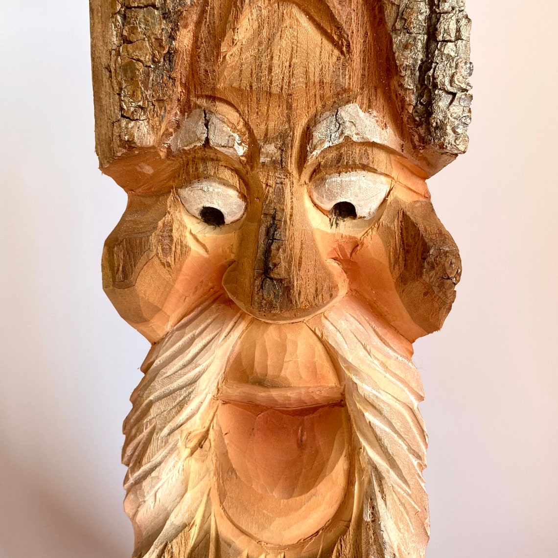 Wooden old man Wood face sculpture Woodcarving figurine | Etsy