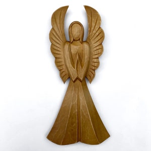 Wooden Angel, Angel Wood Carving, Farmhouse Angel, Wood Angel Wall ...