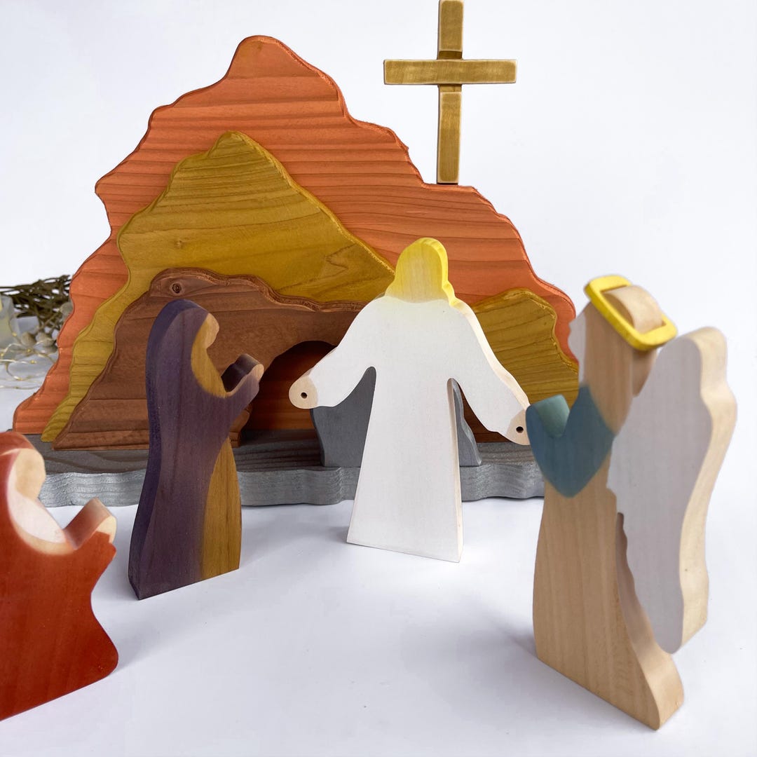 Wooden Easter Tomb, Easter Nativity Kids Play Set Decor, Resurrection ...