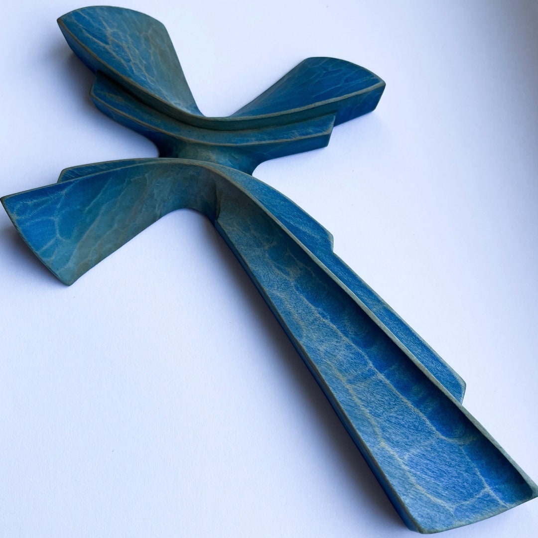 Wooden Cross Wall, Blue Large Cross, Rustic Cross, Decorative Crosses ...