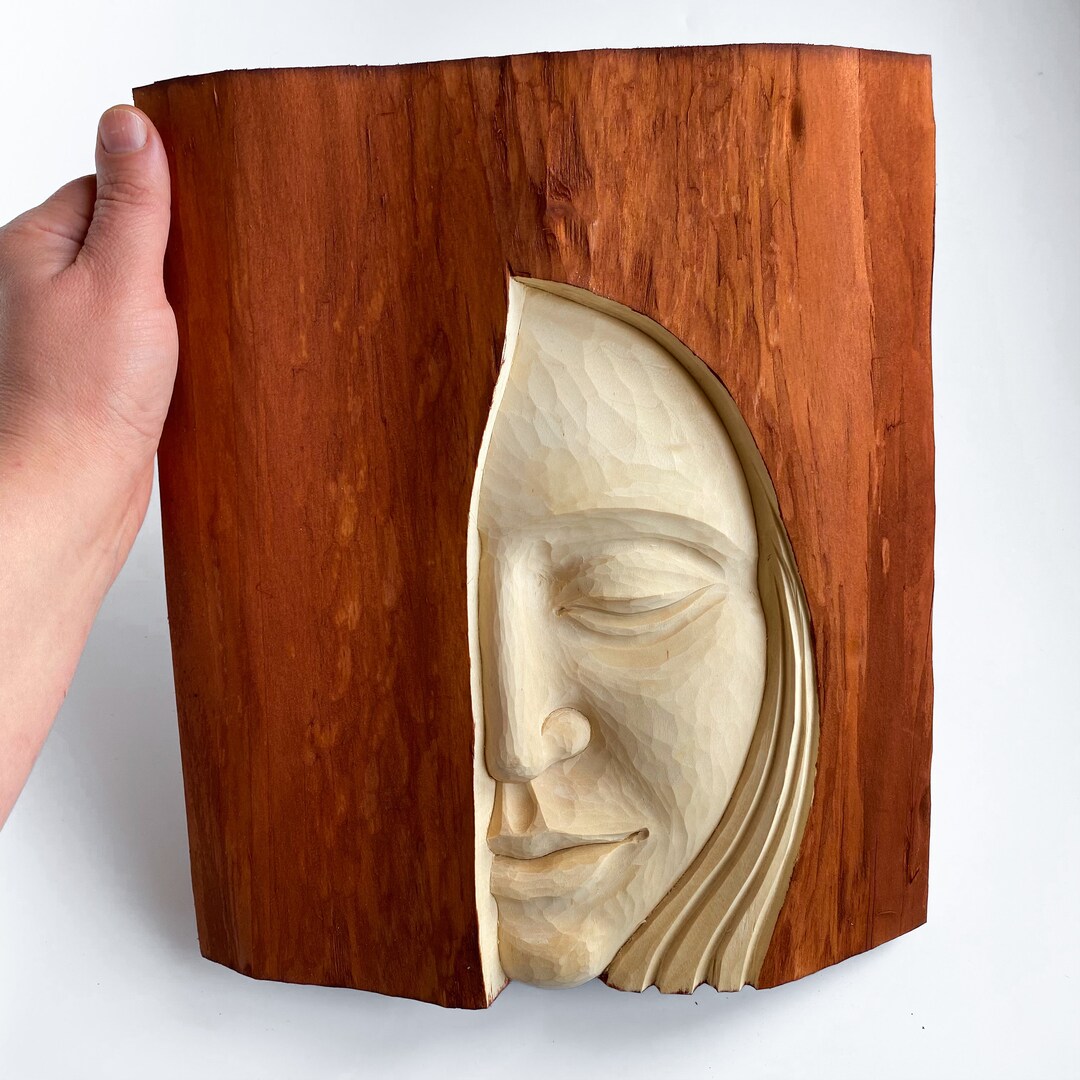 Wood Carved Pictures, Wooden Face Sculpture, Carved Face, Wood Face ...