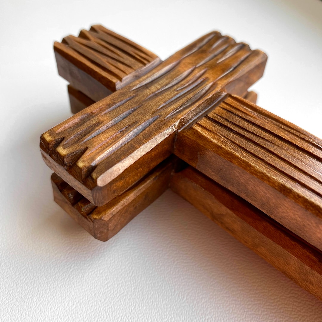 Simple Wooden Cross, Carved Cross, Wooden Primitive Crucifix, Small ...